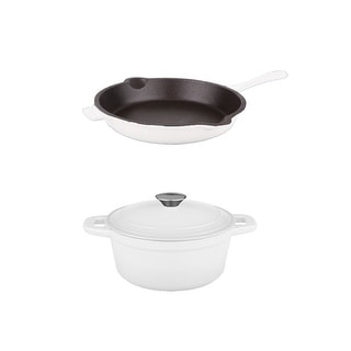 BergHOFF Neo 3pc Cast Iron Cookware Set, Fry Pan & Round Dutch Oven, White - Bed Bath & Beyond ...